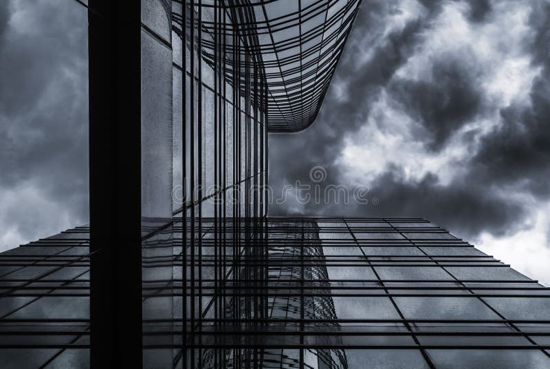 High Rise Glass Building Under Rain Cloud Sky Stock Photo - Image of ...