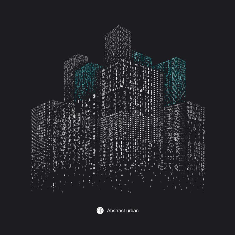 A High - Rise Graphic Design Consisting of Binary Numbers. Stock Vector ...