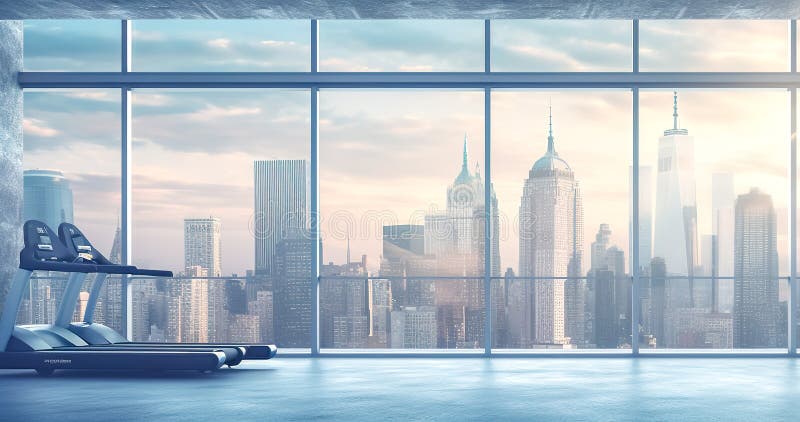 High-rise Gym with Panoramic City Views Offers a Tranquil Setting for ...