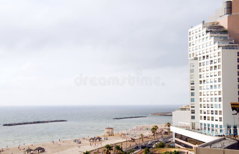 High Rise Hotel Mediterranean Sea Tel Aviv Stock Image - Image of ...