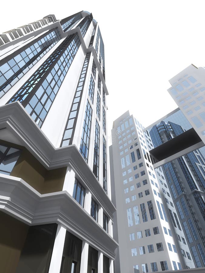 High-rise modern buildings stock illustration. Illustration of blue ...