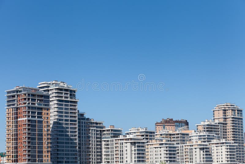 High-rise Modern Buildings on the River Bank Stock Photo - Image of ...
