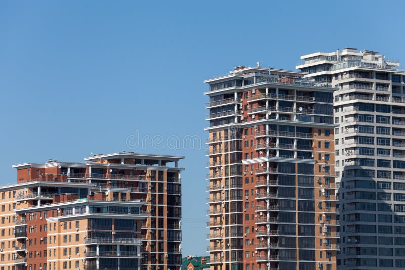 High-rise Modern Buildings on the River Bank Stock Image - Image of ...