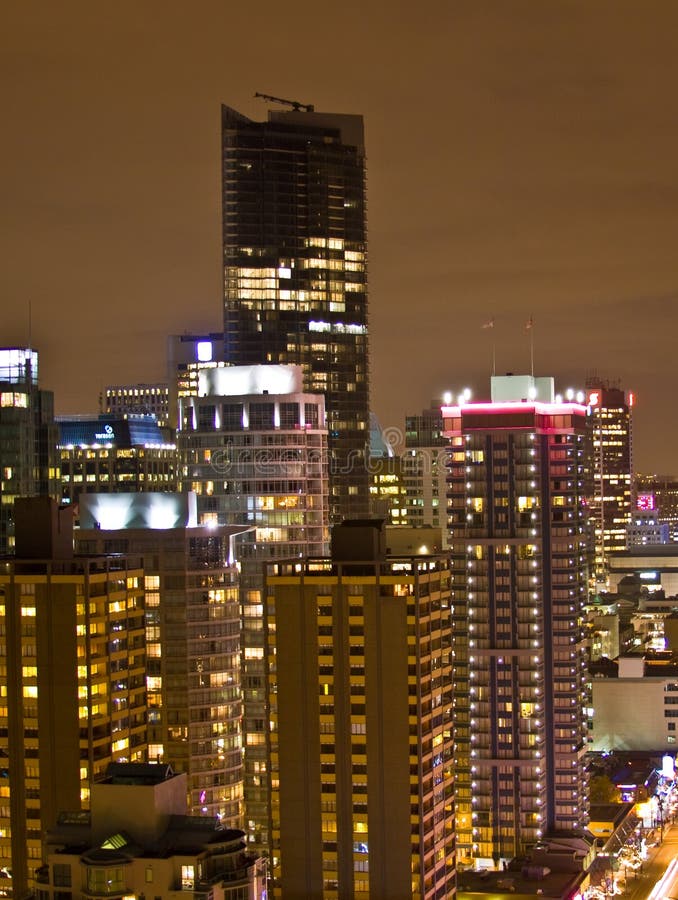 High rise at night city stock image. Image of building - 7174693