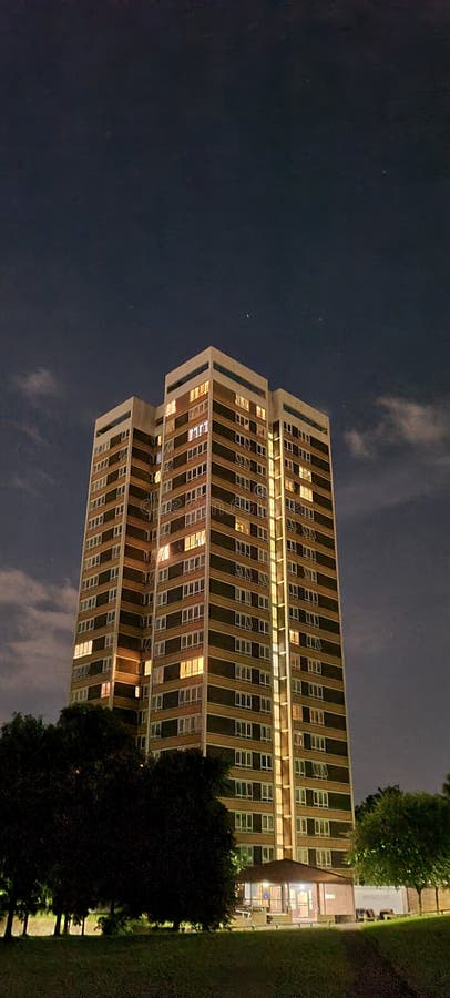 High Rise a night stock image. Image of rise, ceiling - 225566737