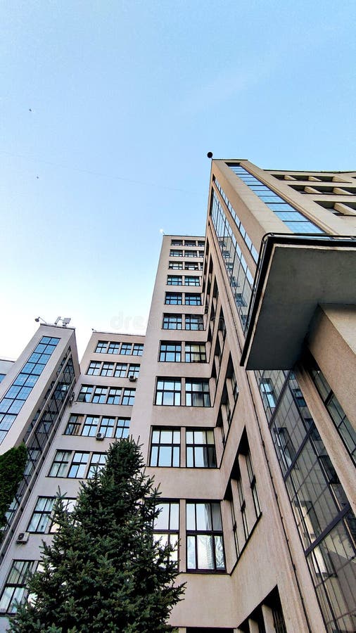 High Rise Office Building Bottom View, Vertical View, Modern ...