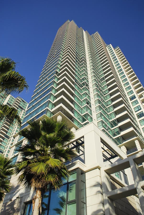 High Rise Residential Tower in San Diego Stock Photo - Image of palm ...