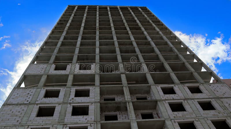 High-rise Structure Under Construction Showing Concrete Framework and ...