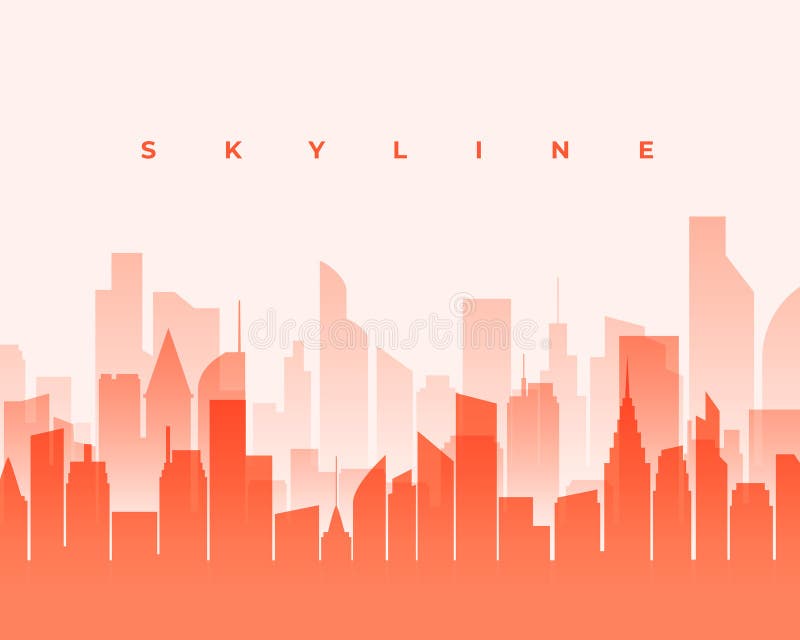 High Rise Urban Skyline Downtown Building Silhouette Stock Vector ...