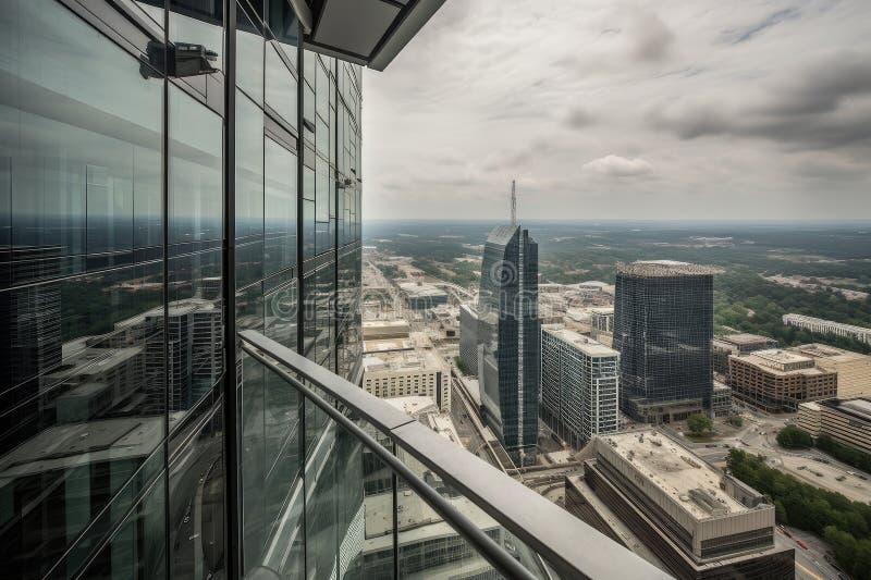 High-rise with View of Busy Metropolis, Featuring Towering Glass and ...
