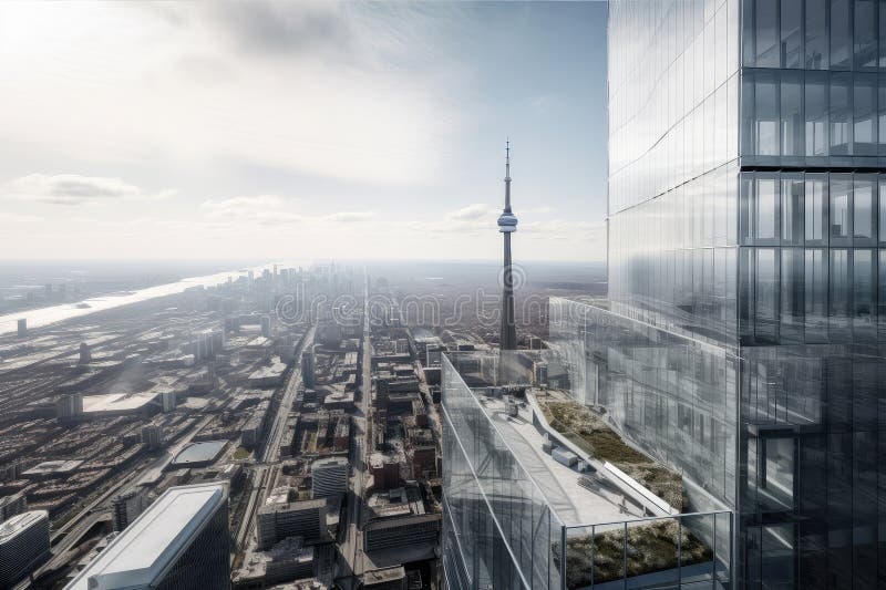 High-rise with View of Busy Metropolis, Featuring Towering Glass and ...