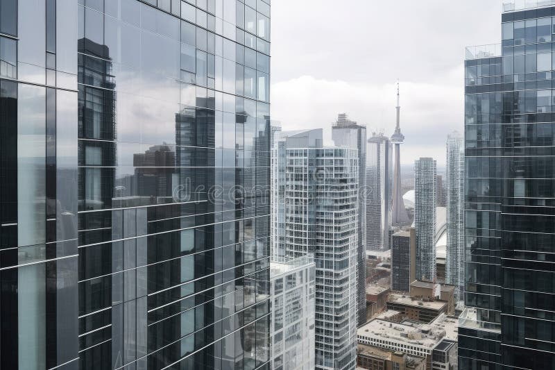 High-rise with View of Busy Metropolis, Featuring Towering Glass and ...