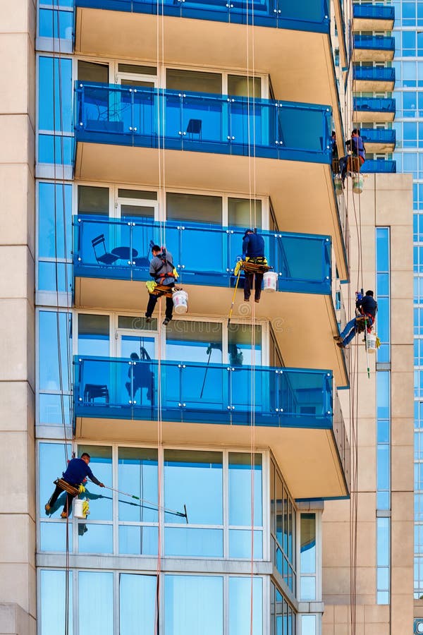 High Rise Window Washers editorial stock photo. Image of labor - 282728273