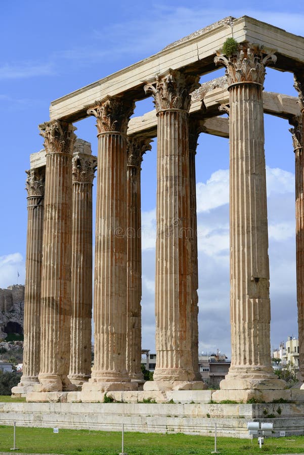 High Columns of Zeus Temple in Athens Stock Image - Image of details ...