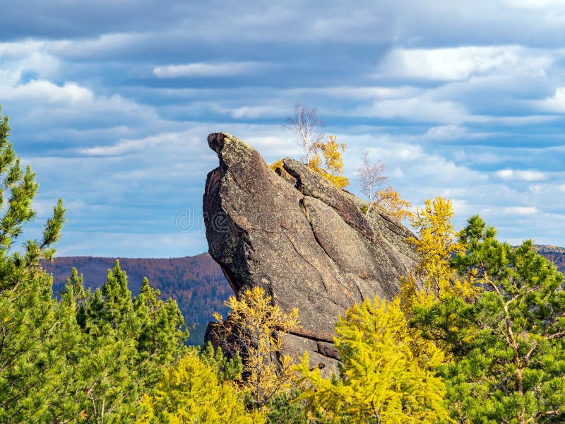 A High Rock in the Forest Called Golden Eagle Stock Photo - Image of ...