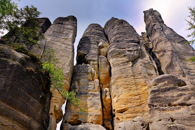 High Rocks in the Summer Park and and Empty Space for Text Stock Photo ...