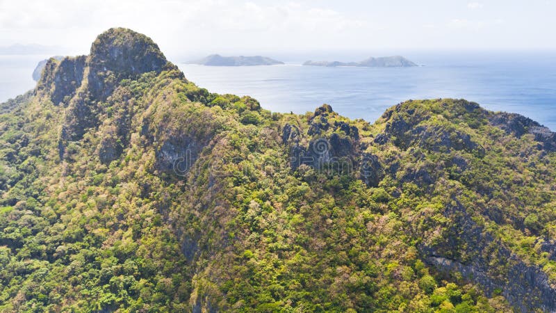 Rocky Island with a White Sandy Beach, Top View. Aerial Top View of ...