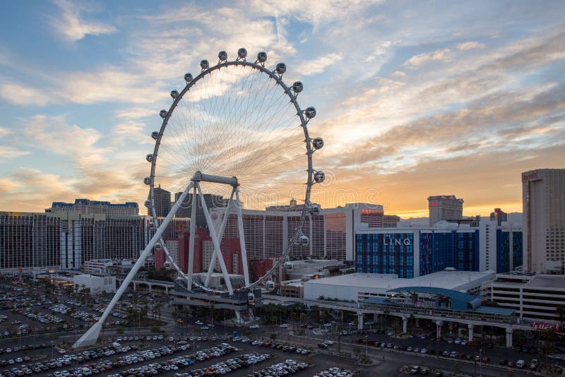 The High Roller Observation Wheel at Sunset Editorial Stock Image ...