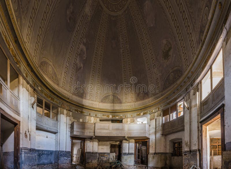 High Room with Decorated Dome in Castle Stock Photo - Image of ...