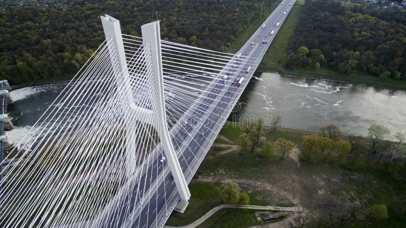High Rope Bridge Over the River Stock Image - Image of bridge, city ...