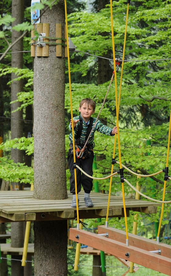 High rope playground stock image. Image of caucasian - 78385425