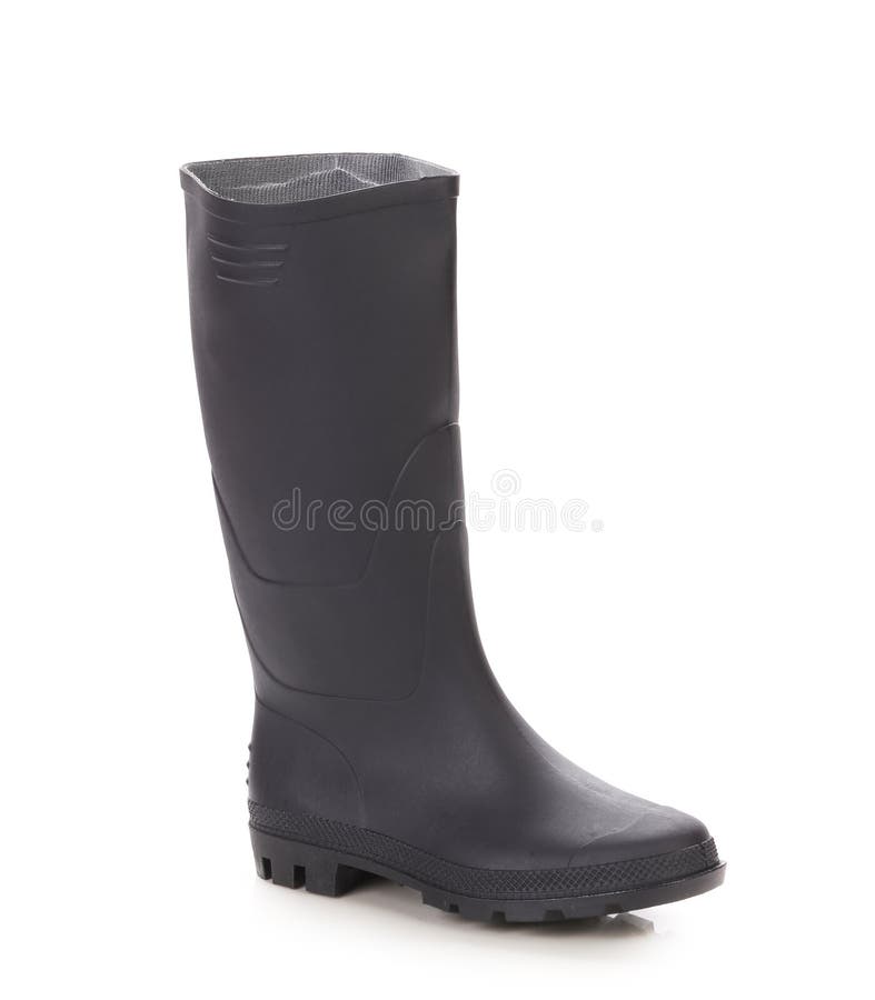 High Rubber Boot Black Color. Stock Photo - Image of heels, closeup ...
