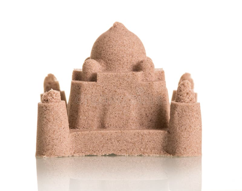 High Sand Castle Isolated on White. Stock Photo - Image of yellow ...