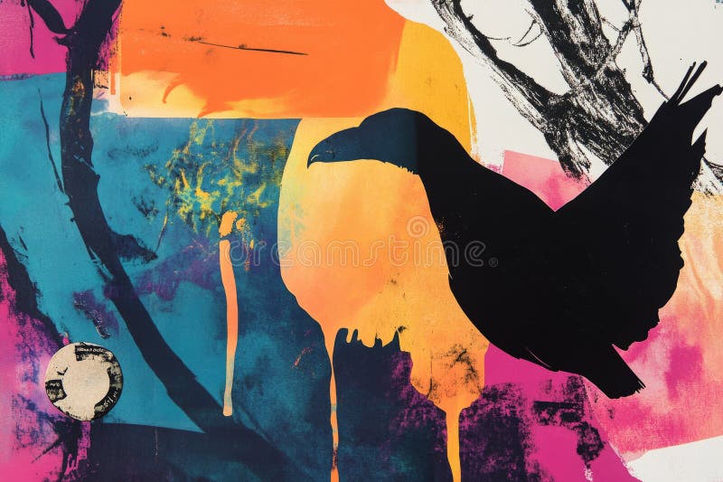 A High-saturation Risograph Collage with Layered Silhouettes, Offset ...