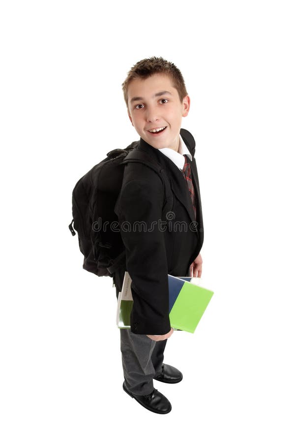 High School Boy Carrying Bag and Books Stock Photo - Image of carrying ...