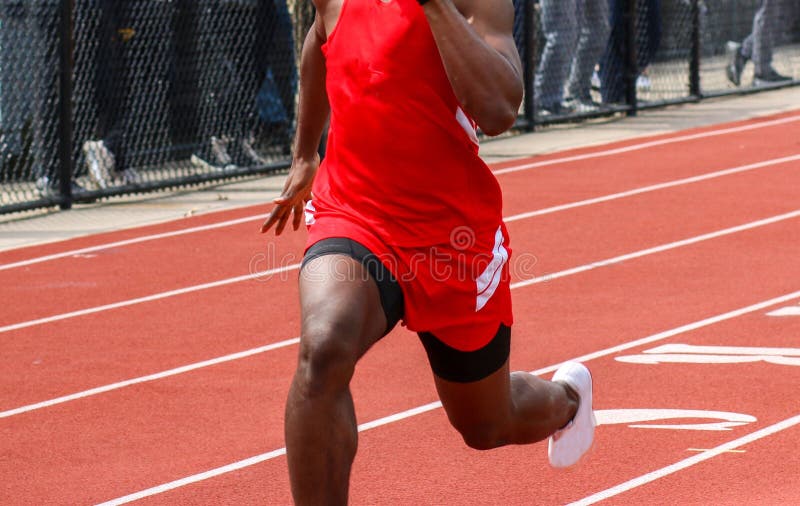 High School Boy Running Fast in the 100 Meter Dash Stock Image - Image ...