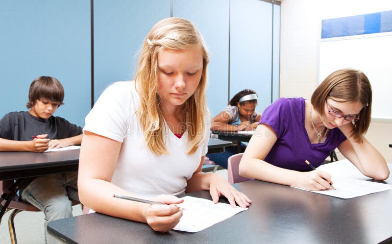 High School Class Test stock image. Image of kids, middle - 40925811