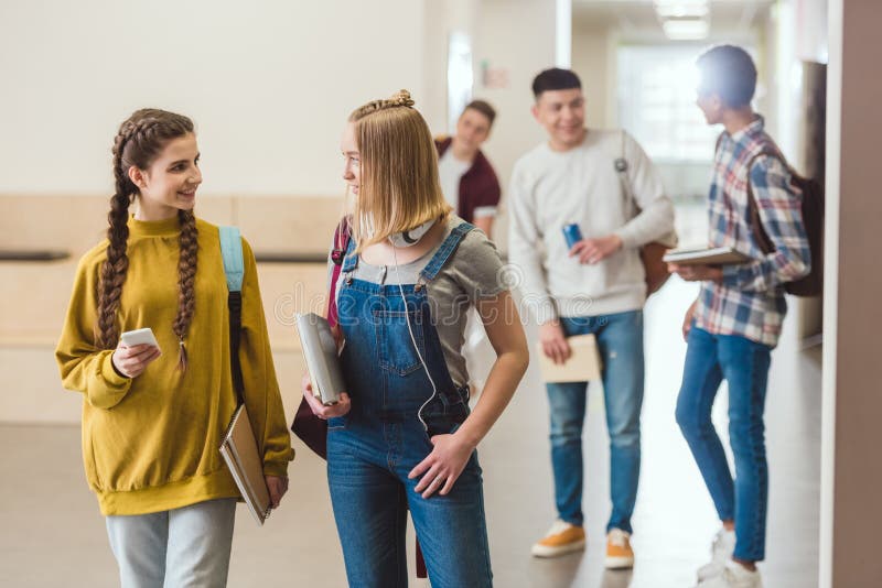 High School Classmates Walking by School Stock Photo - Image of ...