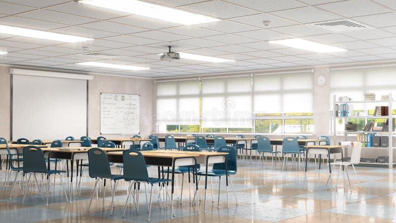 High School Classroom Interior. Stock Illustration - Illustration of ...