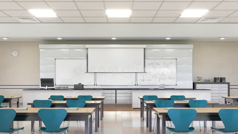 High School Classroom Interior. Stock Illustration - Illustration of ...