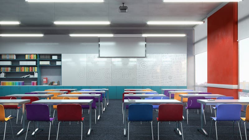 High School Classroom Interior. Stock Illustration - Illustration of ...