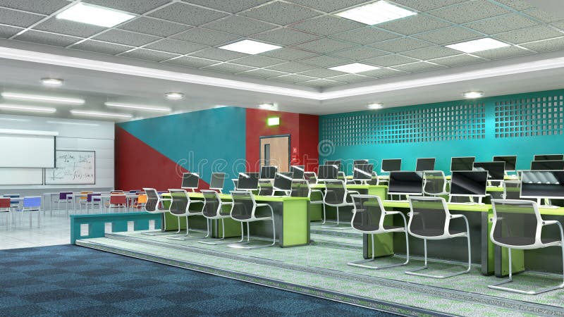 High School Classroom Interior. Stock Illustration - Illustration of ...