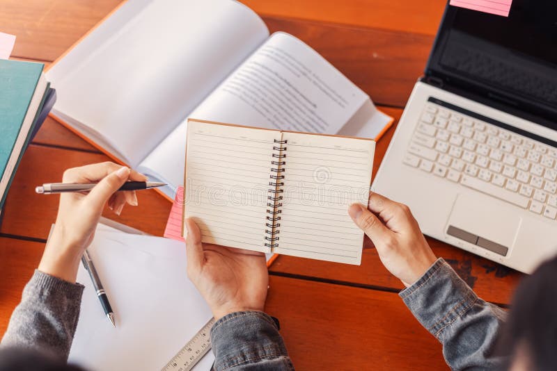 High School or College Students Group Catching Up Workbook and Learning ...