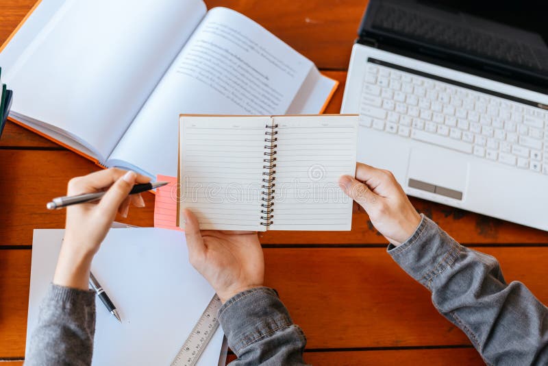 High School or College Students Group Catching Up Workbook and Learning ...