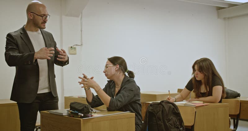 High School Students Taking Exam: Professor Offers Help and Guidance in ...