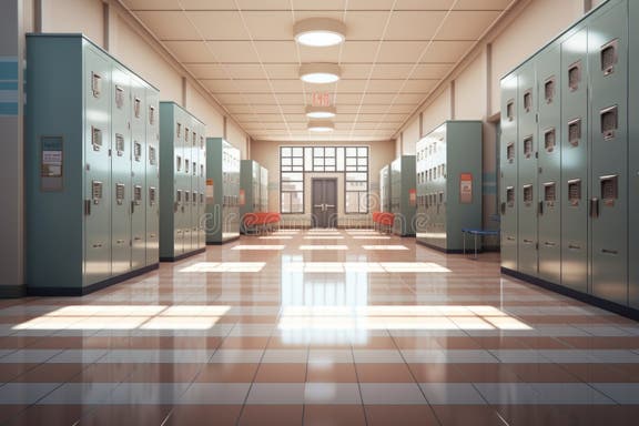 High School Hallway with Lockers. Education Classroom Stock Photo ...