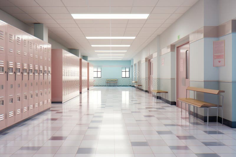 High School Hallway with Lockers. Education Classroom Stock Photo ...