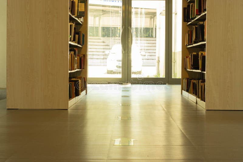 In High School, in the Library, on the College Campus Stock Photo ...