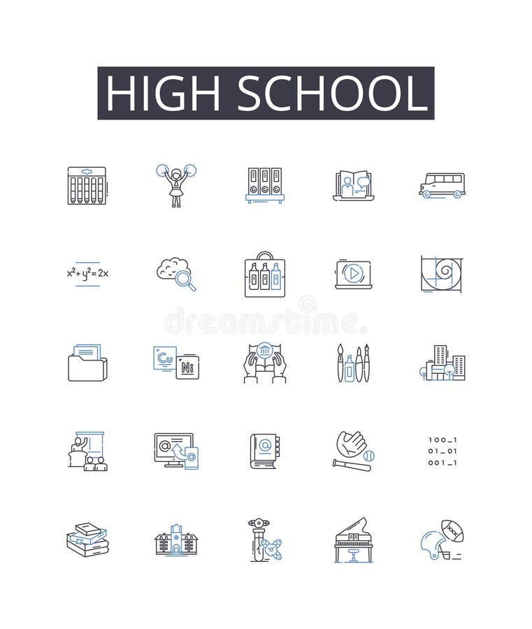 High School Line Icons Collection. Presentation, Seminar, Lesson ...