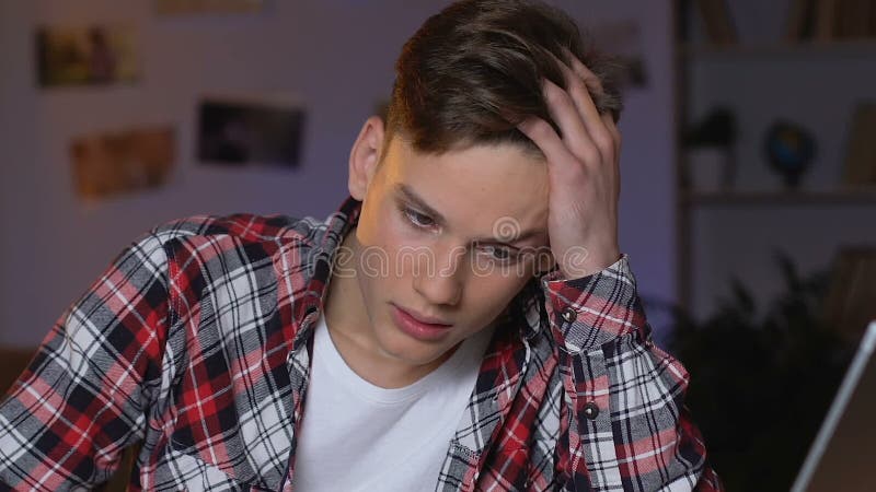 High School Male Student Having Problems with Homework, Wrong Answer ...