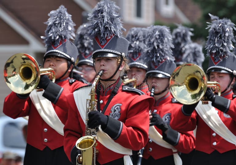 High School Marching Band Performing in Parade Editorial Stock Photo ...