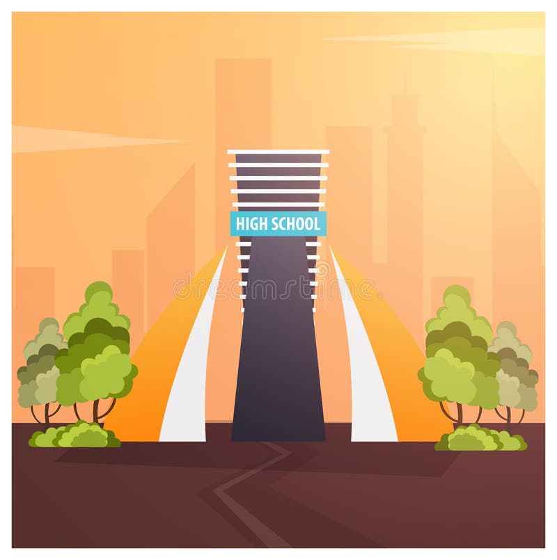 High School Modern Building in Flat Style Isolated on White Background ...