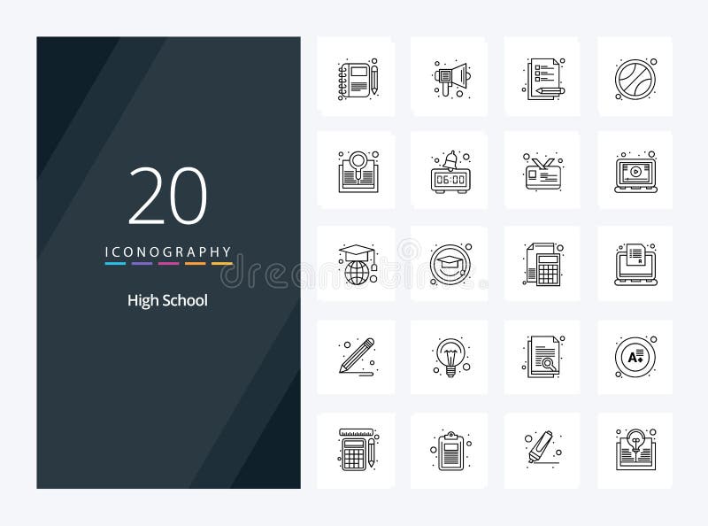 20 High School Outline Icon for Presentation Stock Vector ...