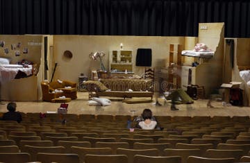 High School Play Stage Set stock image. Image of musical - 3858601