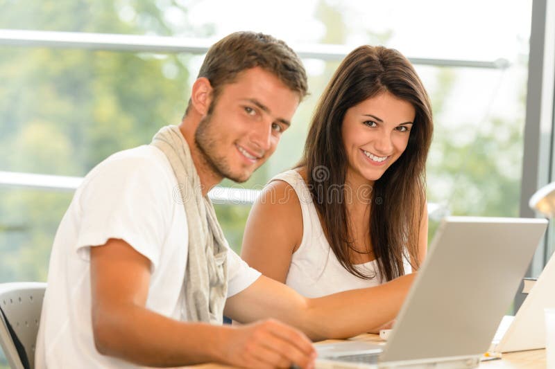 High-school Pupils Using Laptop for School Project Stock Photo - Image ...