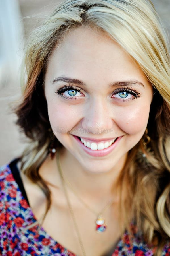 High School Senior Close Up Smiling Face Stock Image - Image of outside ...